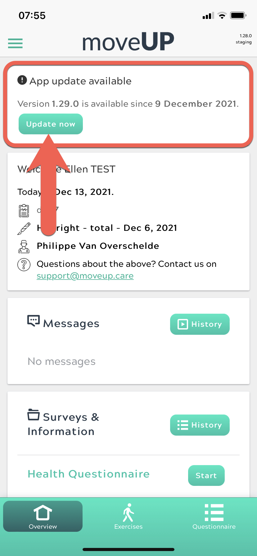 How to update the moveUP app – Support orthopedics – moveUP