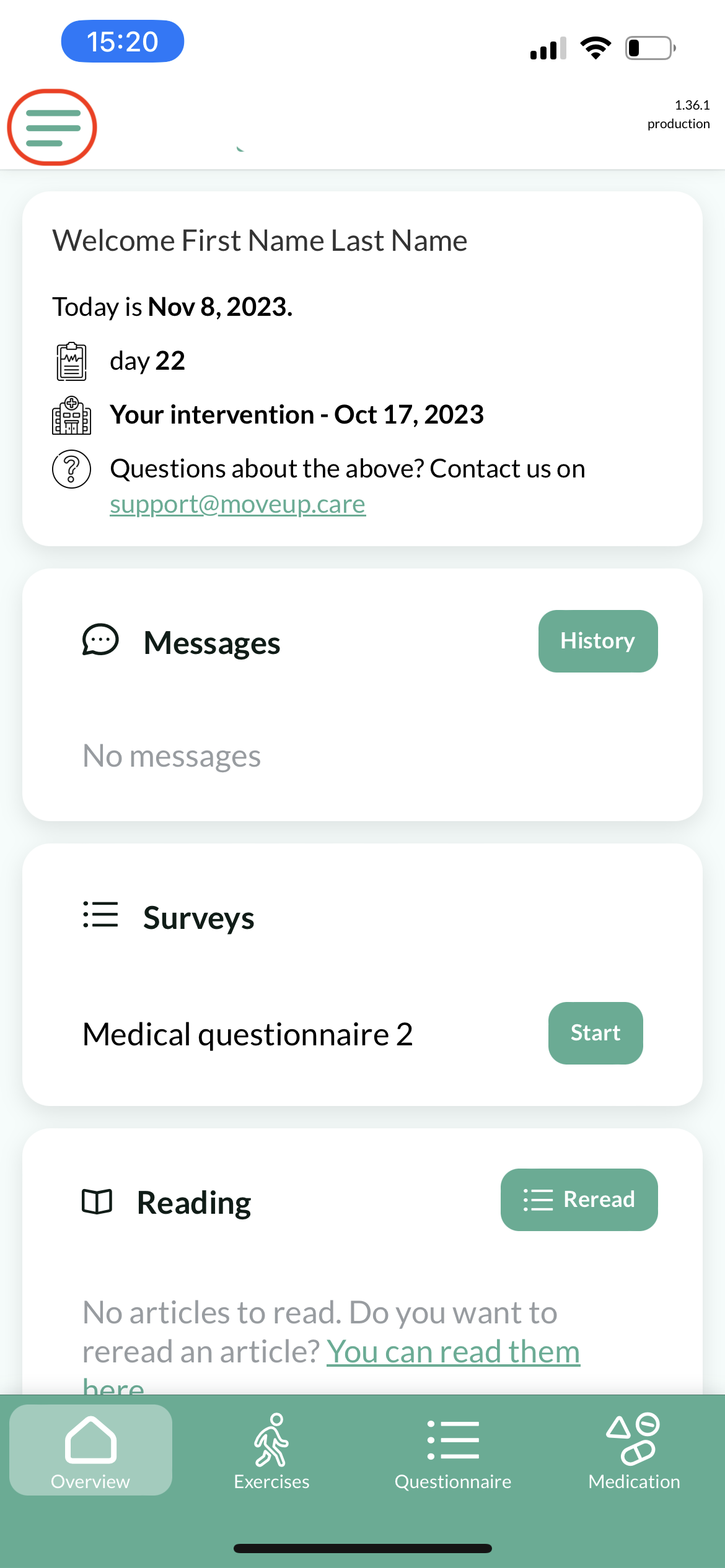 IFU: Menu – Support orthopedics – moveUP